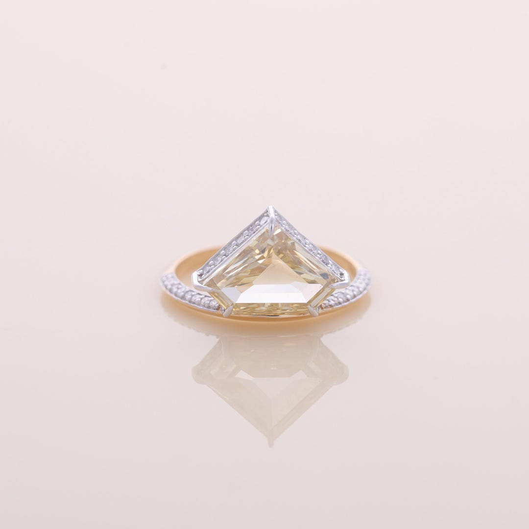 Yellow Pentagon Cut Halo Ring - Etsy