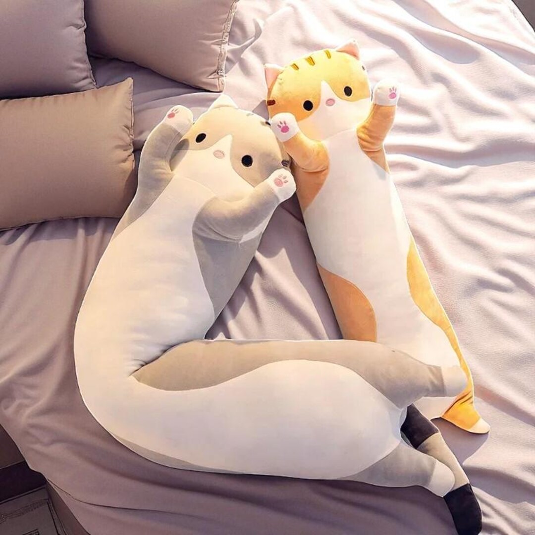 Long Cat Plush Body Pillow: Kawaii Stuffed Animal, Decorative Cushion ...
