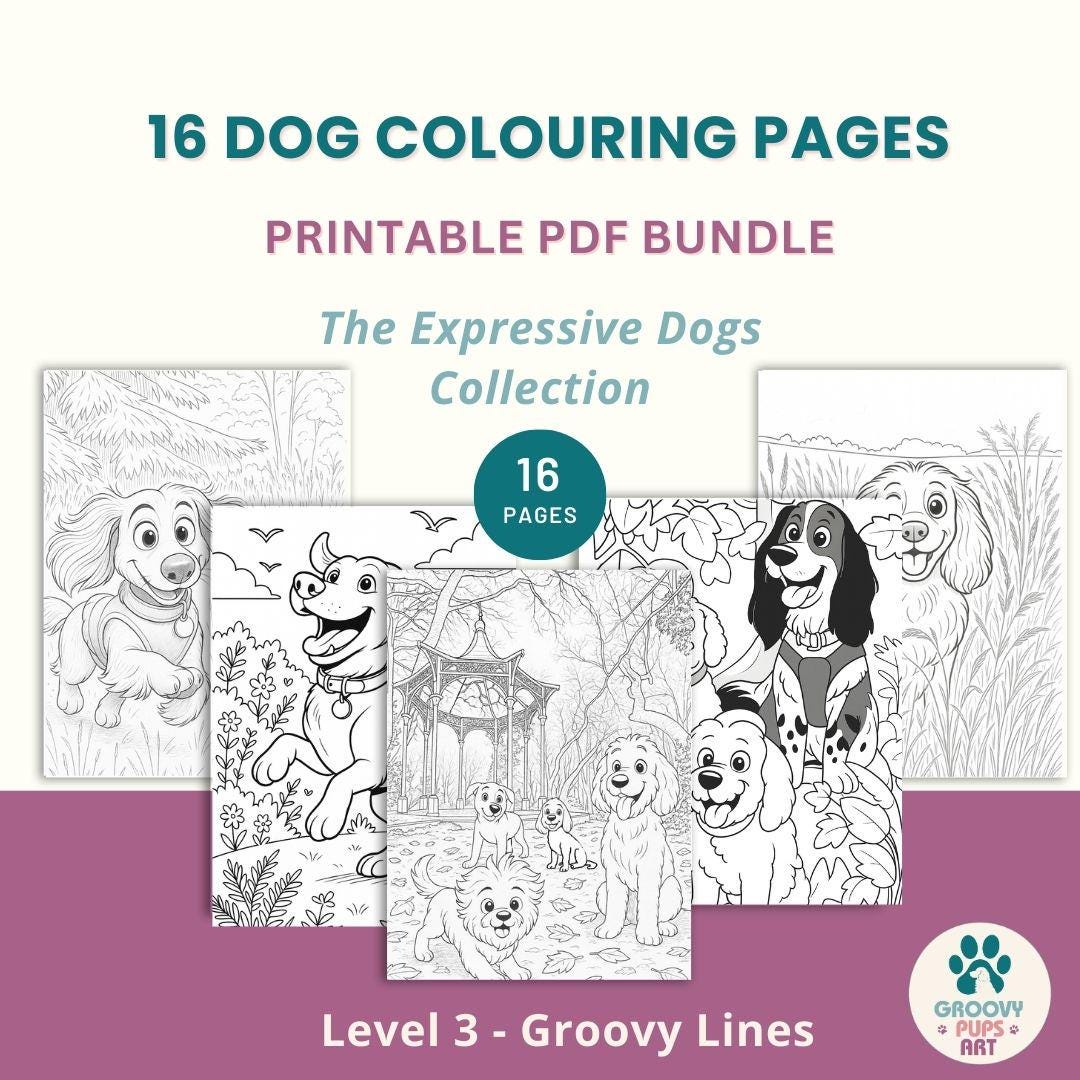 Groovy Lines – the Expressive Dogs Collection | Printable Dog Colouring ...