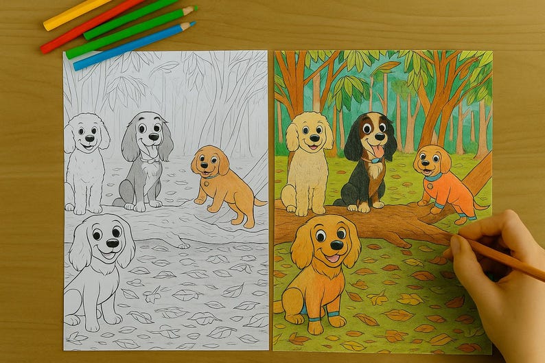 Dog Colouring Pages: Pup Parade PDF Bundle for Kids & Adults (11 Pages ...