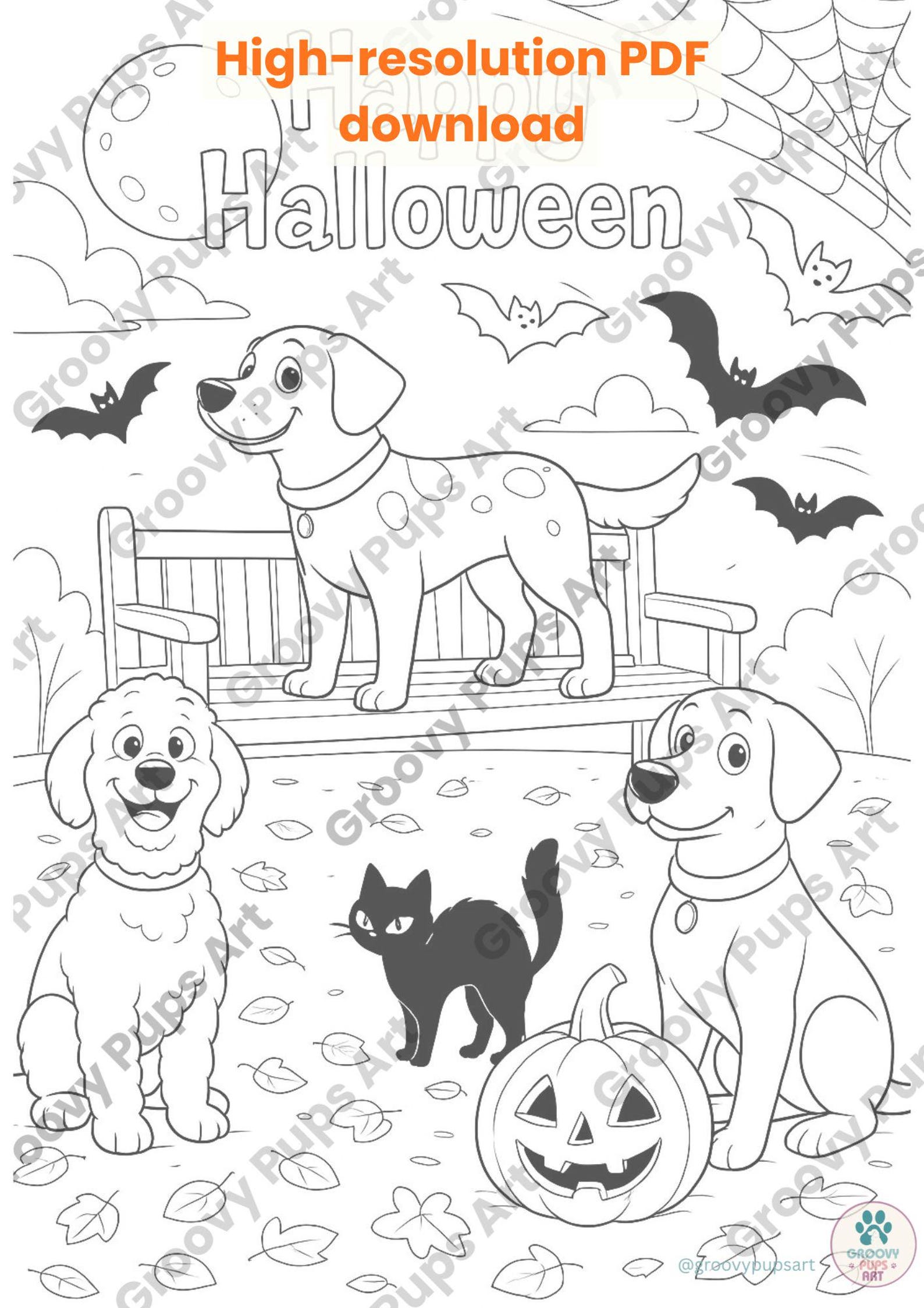 Sweet Halloween Dog Colouring Pages | Printable PDF for Kids, Families ...