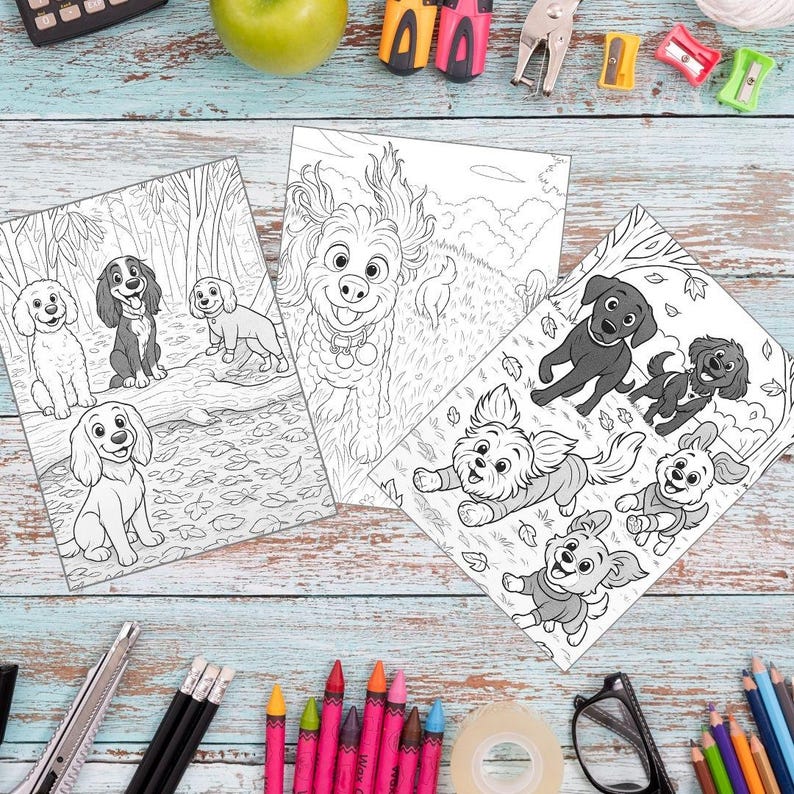 Dog Colouring Pages: Pup Parade PDF Bundle for Kids & Adults (11 Pages ...