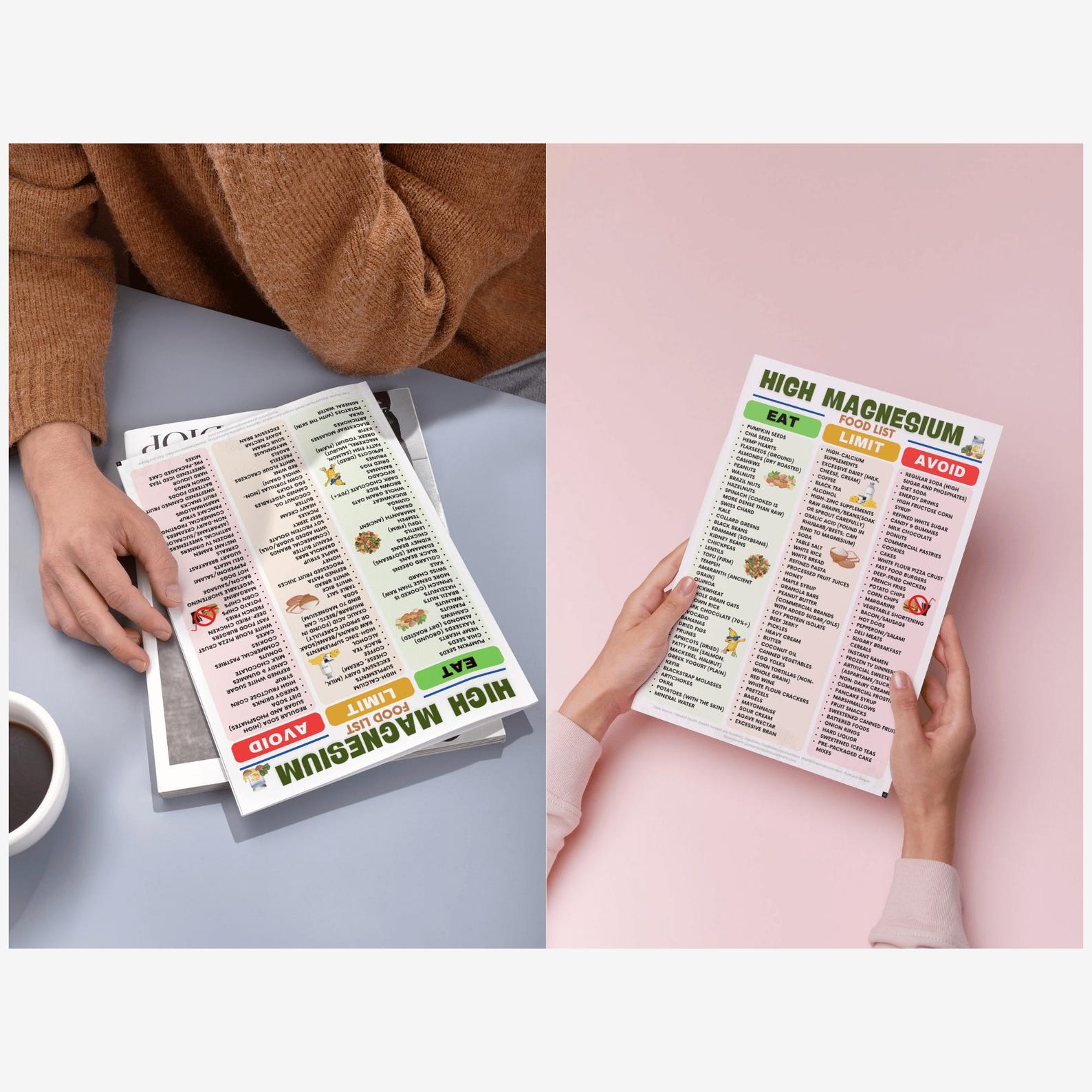 High Magnesium Food List Printable, Magnesium-rich Grocery List PDF ...