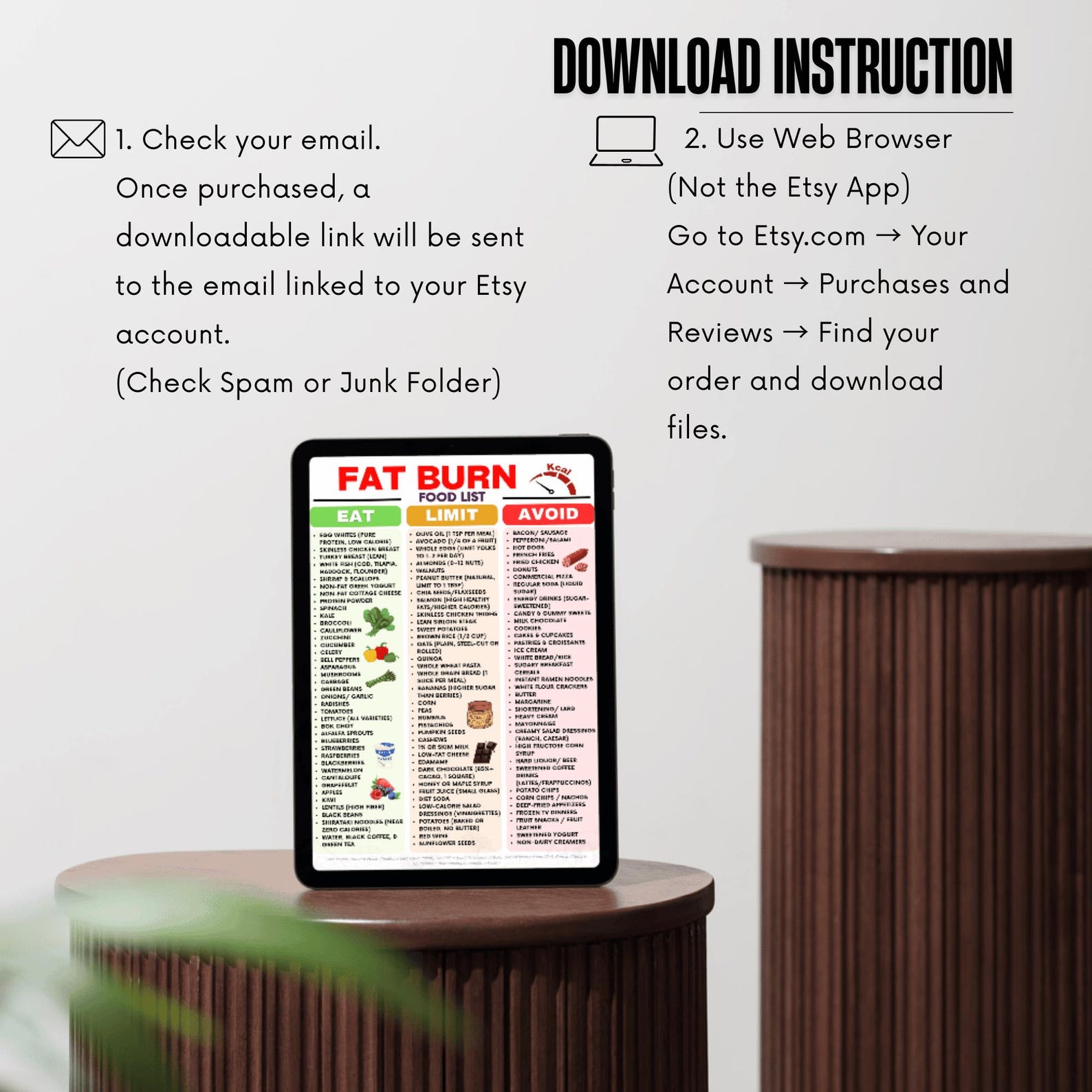 Fat Burn Food List Printable, Weight Loss Poster, Low Calorie Diet ...