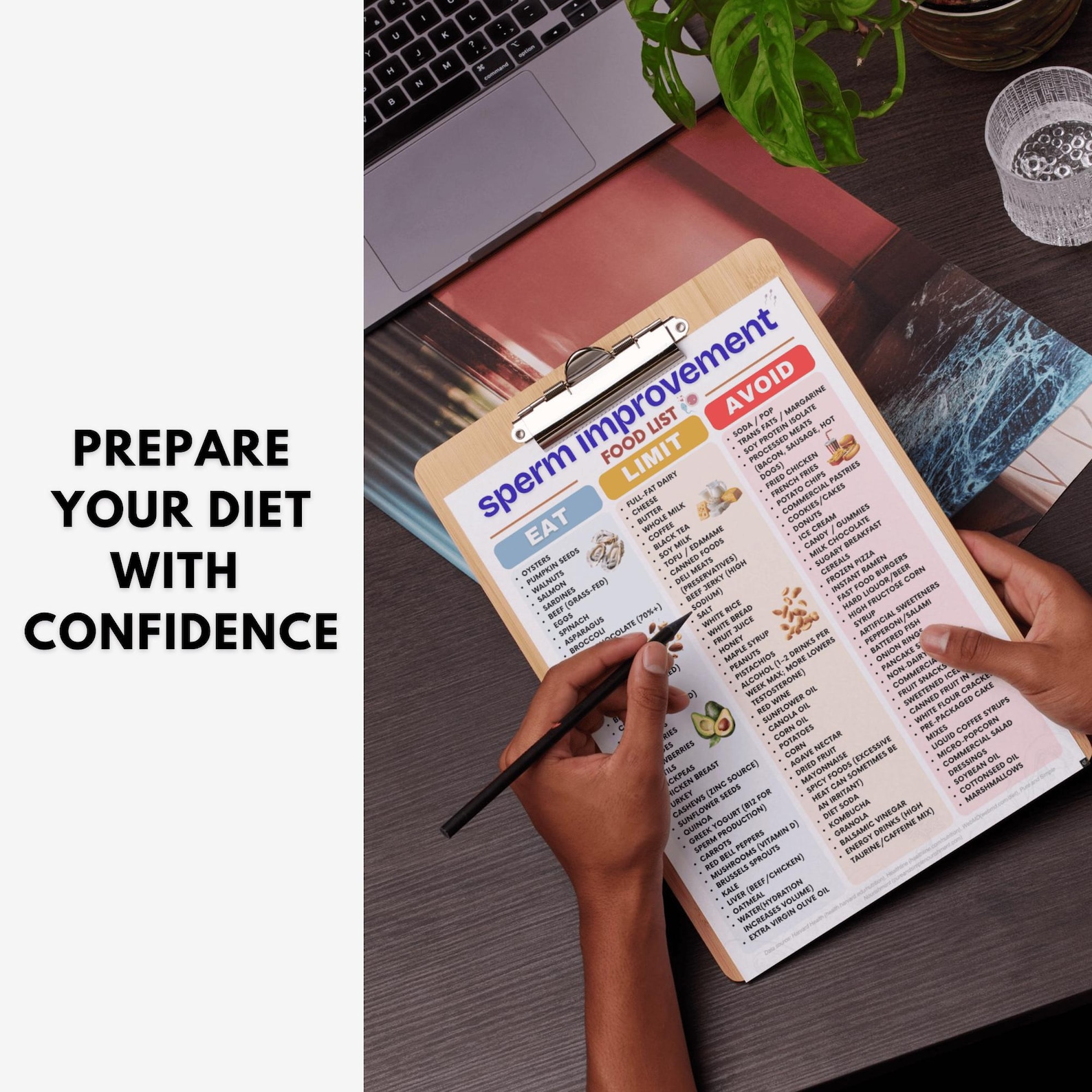 Sperm Improvement Food List Printable, Sperm Health Diet Chart, Male ...