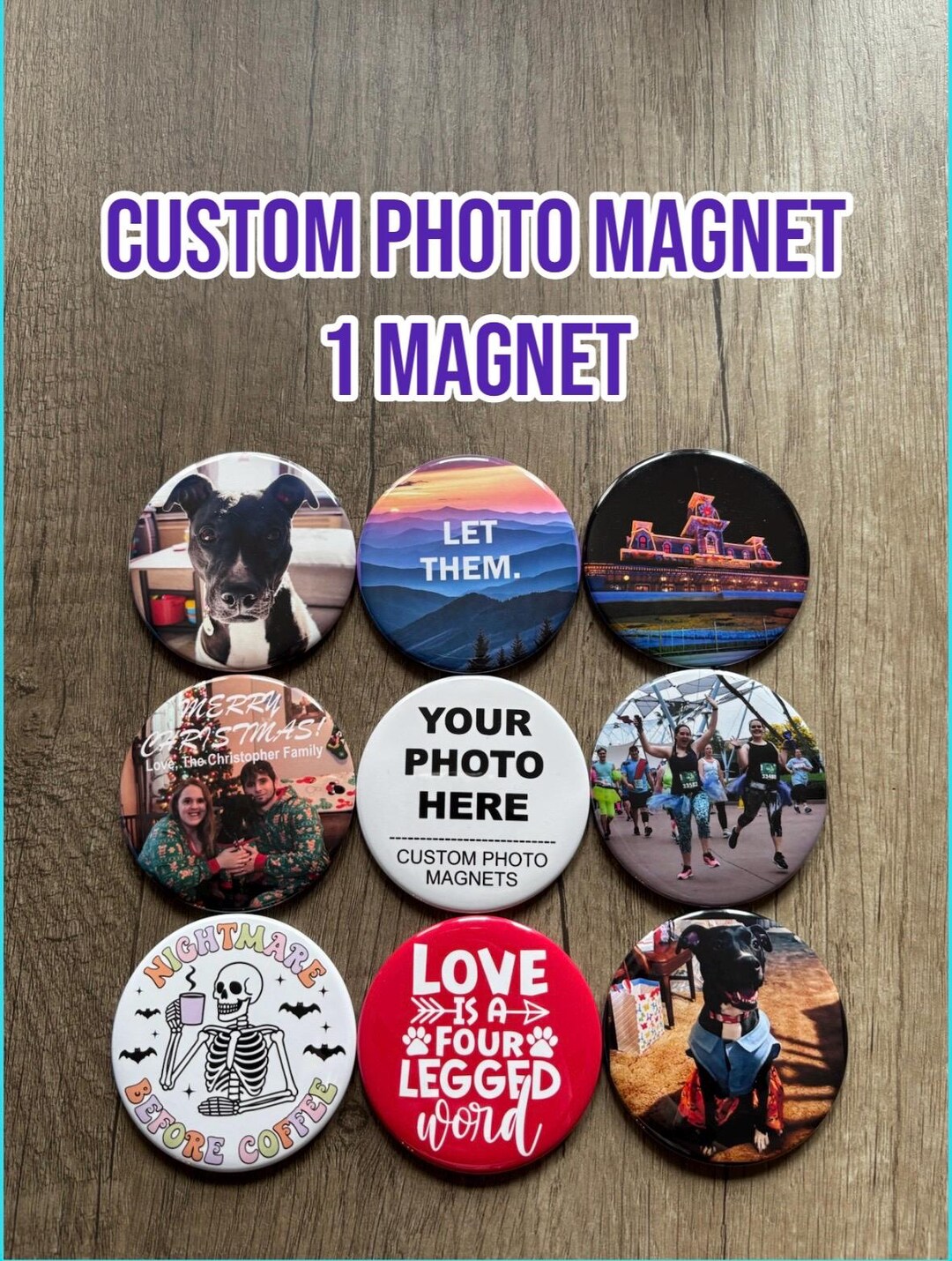 1 Custom Round Photo Magnets, Personalized Magnets, Locker Magnet ...