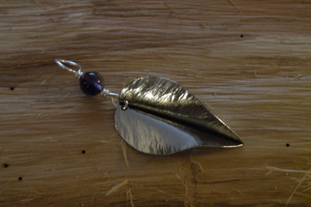 Nickel Leaf Pendant Beaded Fold Form L030 - Etsy