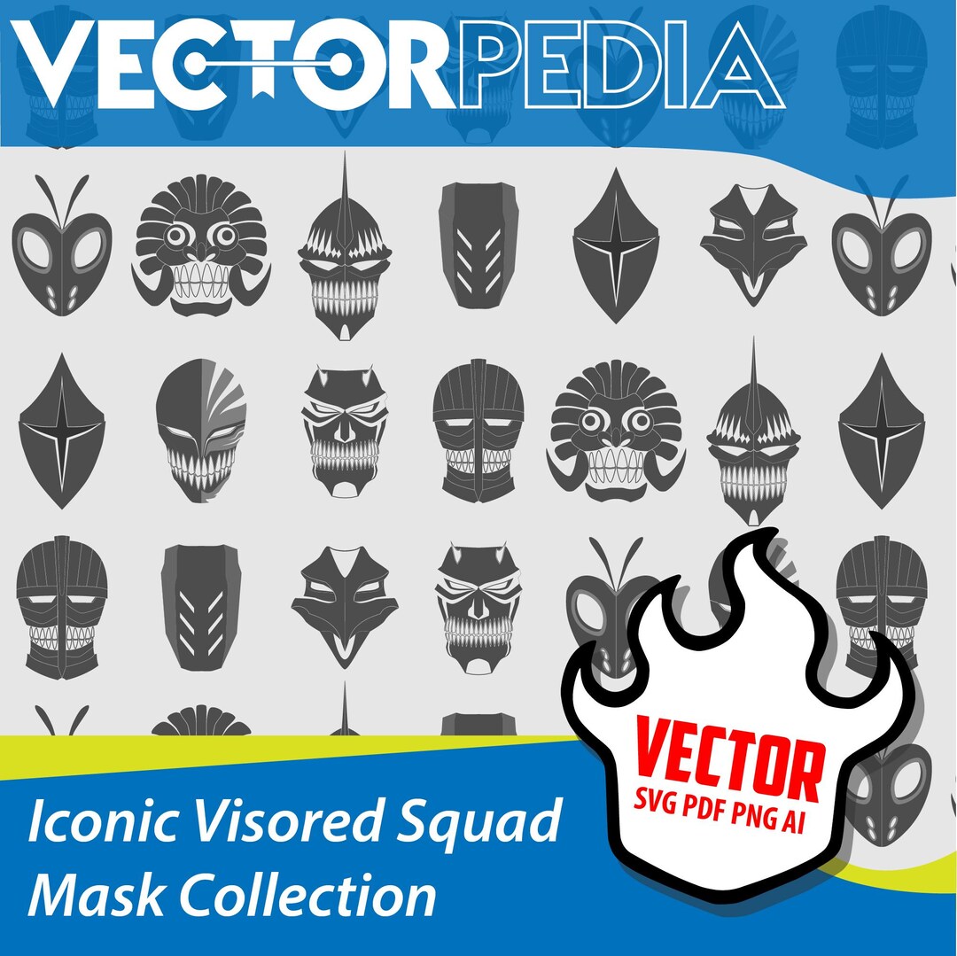 Visored Squad Mask Vector Logo Bundle: Anime Emblems (digital Download ...