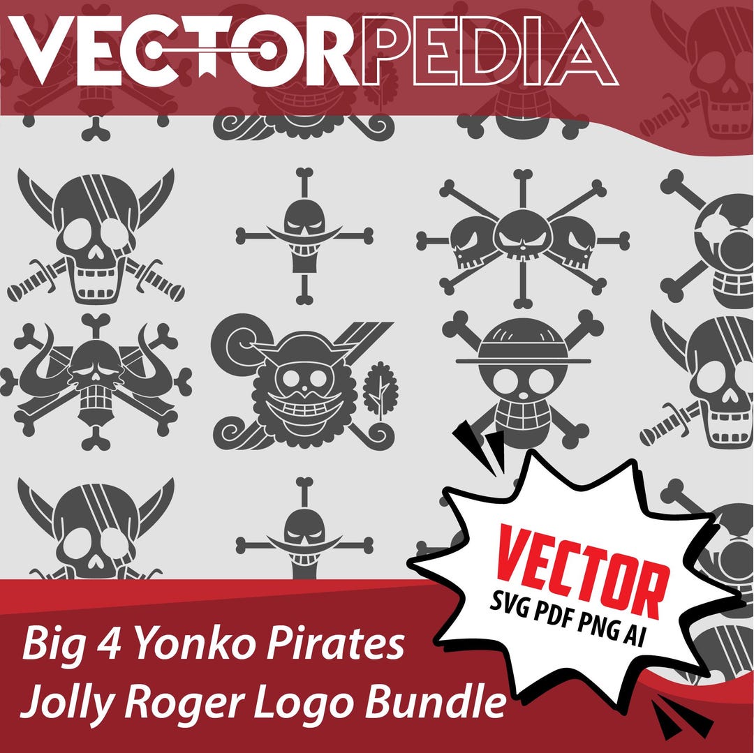 Yonko Pirates Logo Vector Bundle: One Piece Anime Emblem (digital ...