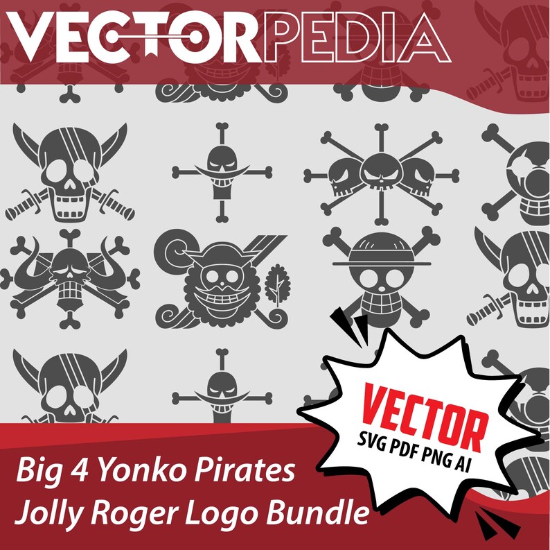 Yonko Pirates Logo Vector Bundle: One Piece Anime Emblem (digital ...