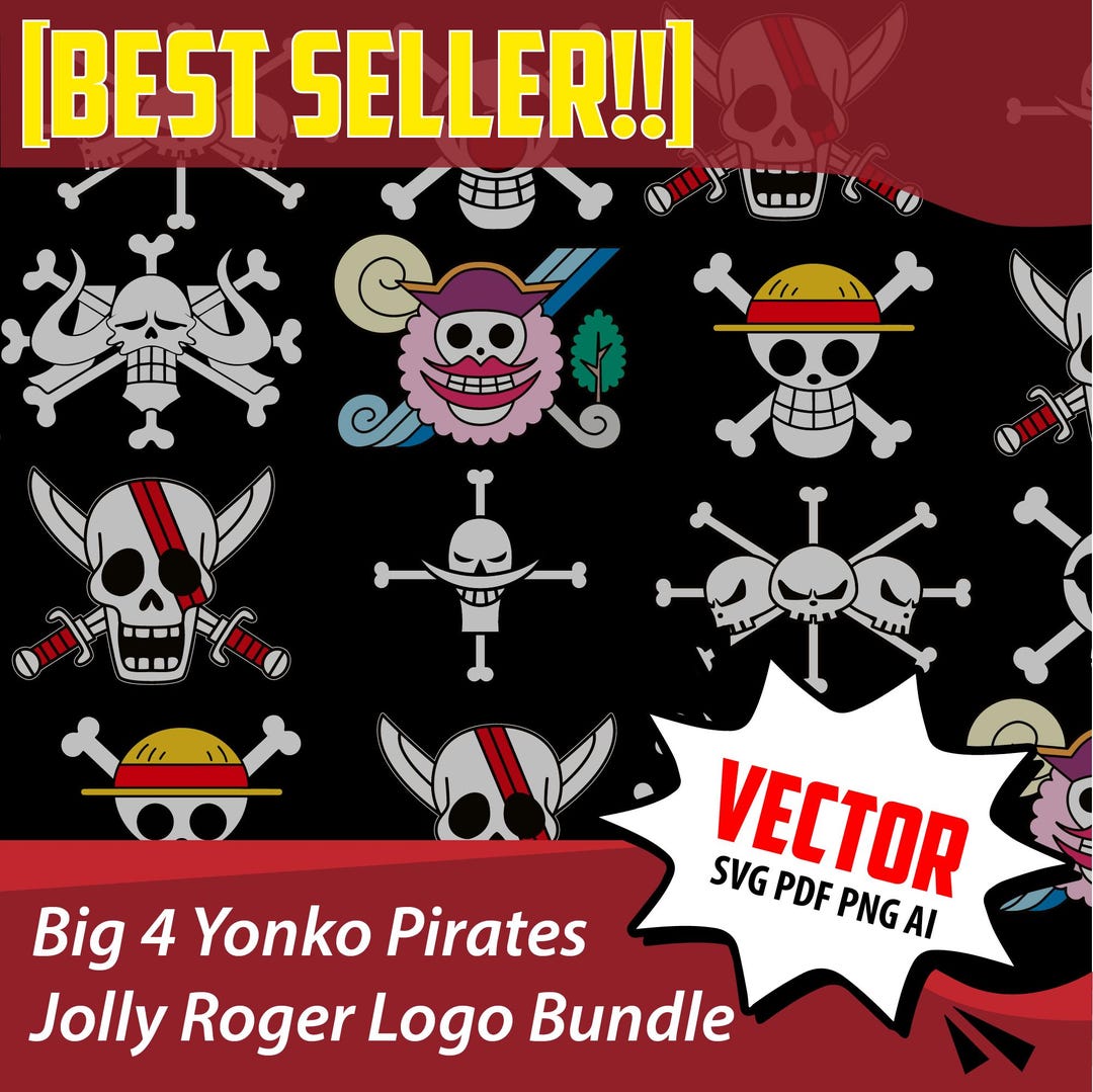 Yonko Pirates Logo Vector Bundle: One Piece Anime Emblem (digital ...