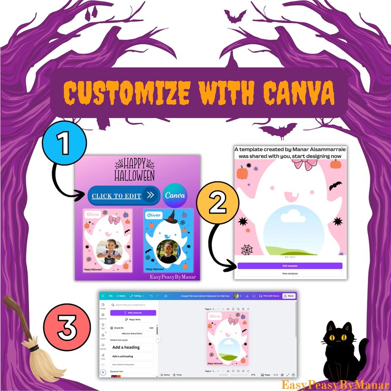 Printable Halloween Picture Ghost Frame 8.5 X 11 Editable Canva ...