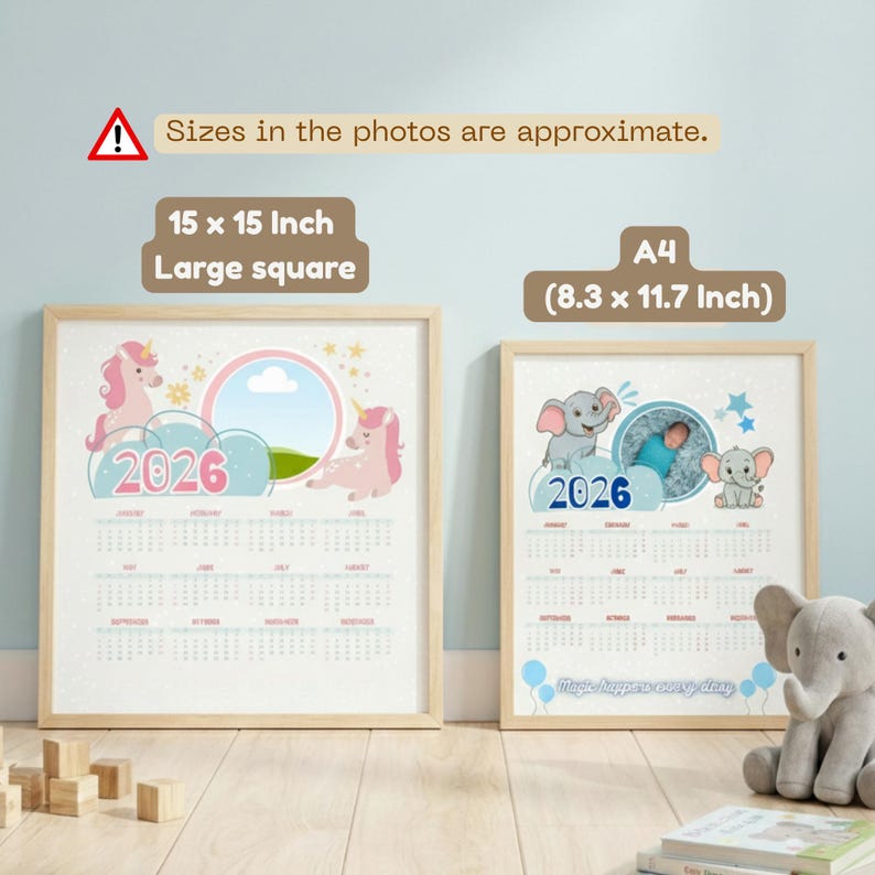 2026 Baby Calendar Keepsake – Custom Photo, Editable Text Box, Boy or ...