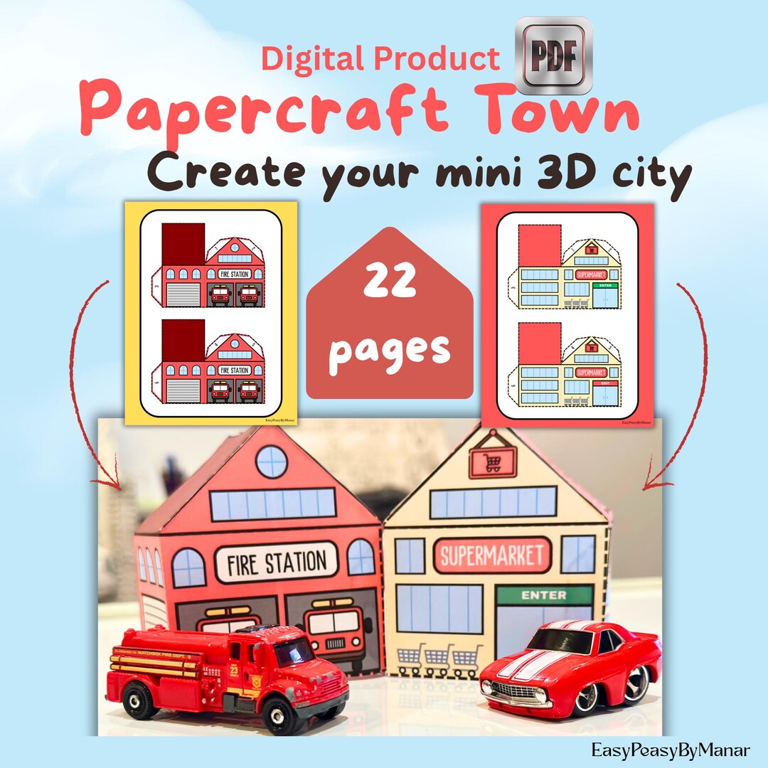 3D Paper City: Community Buildings Craft Kit (PDF Pattern) - Etsy