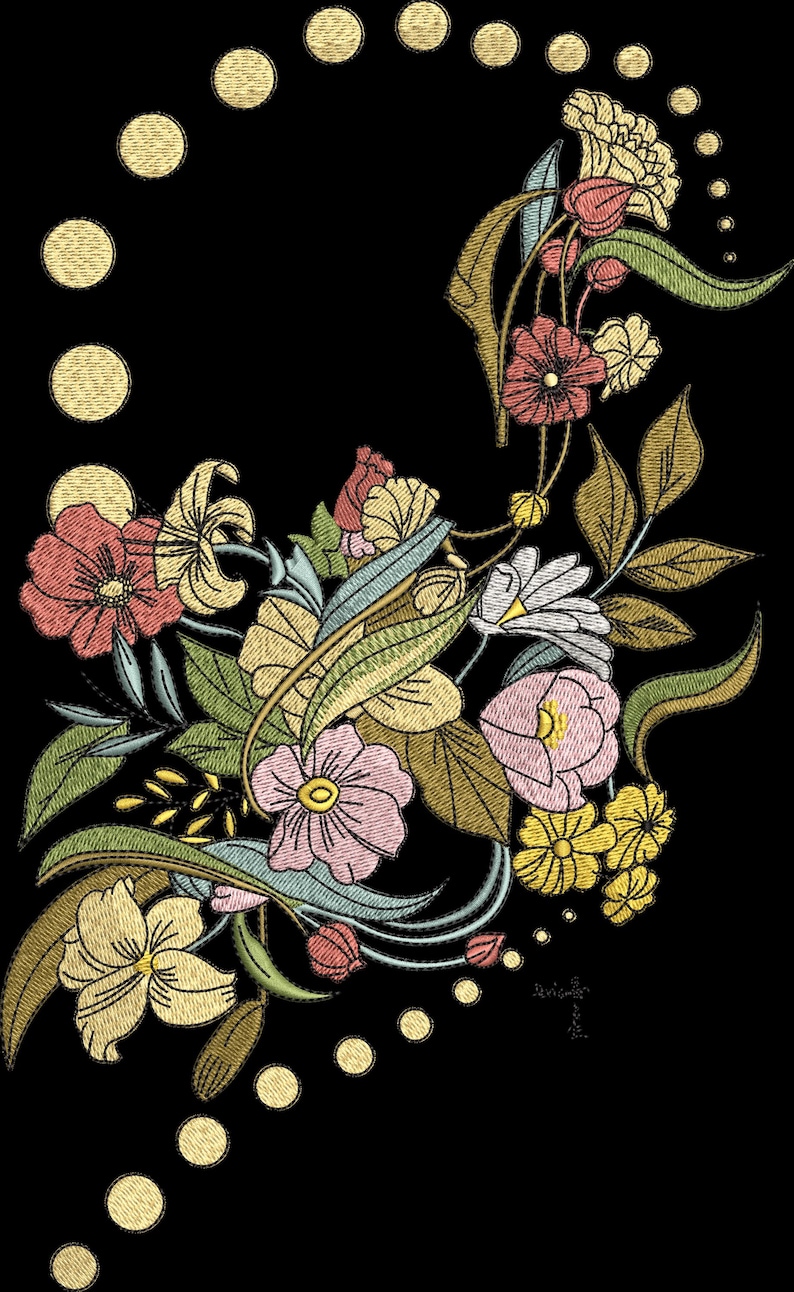 Vintage Floral Bloom Embroidery Design - Etsy