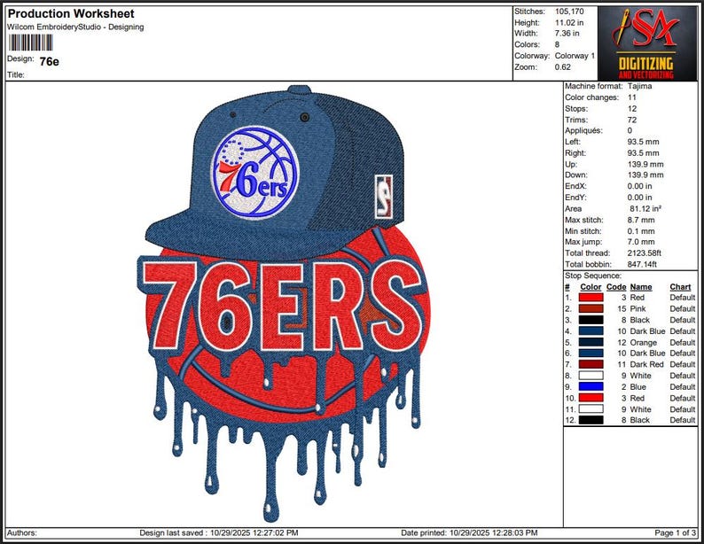 Philadelphia 76ers Embroidery Design - Etsy