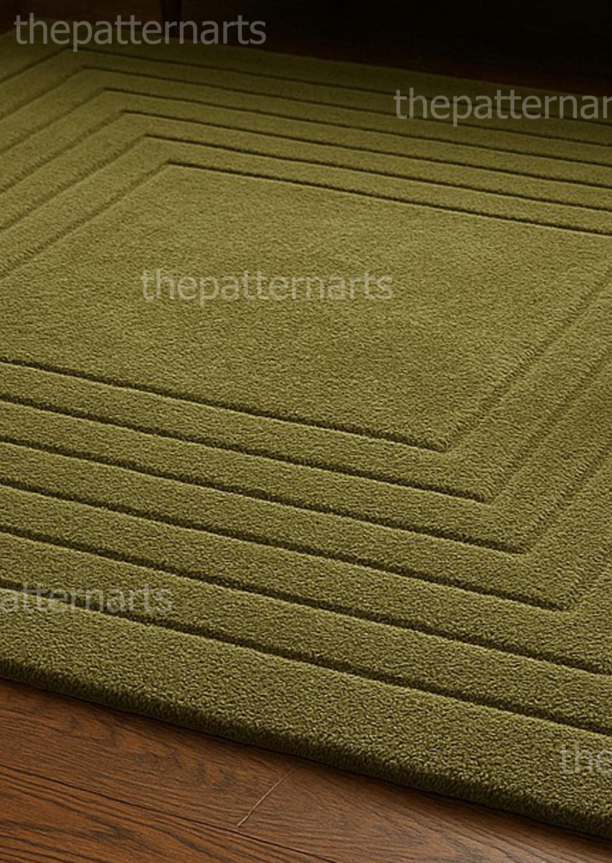 Hand-tufted Wool Area Rug | Olive Green Geometric Border - Etsy