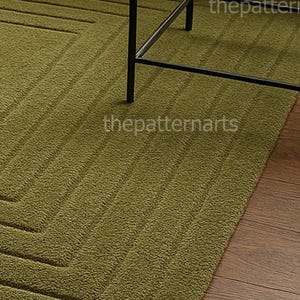 Hand-tufted Wool Area Rug | Olive Green Geometric Border - Etsy