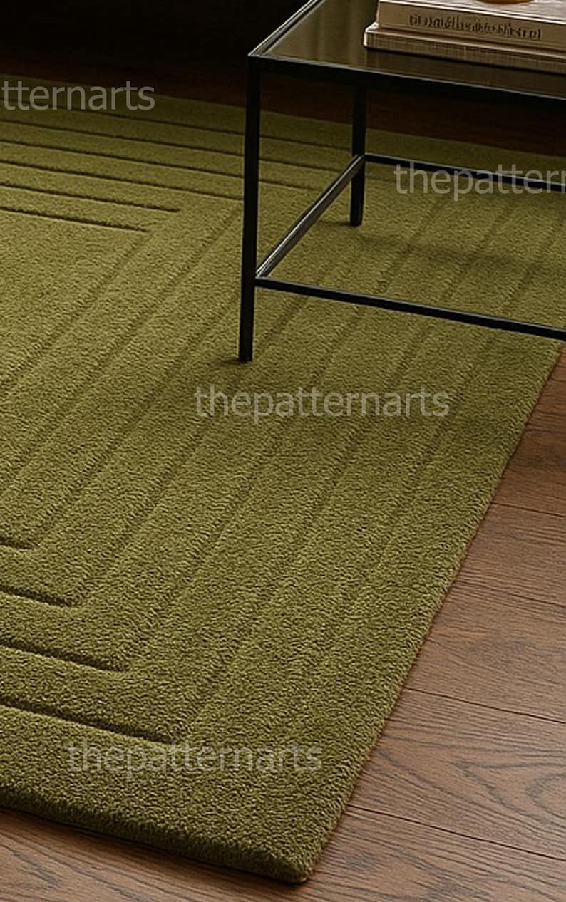6x8 Modern Olive Green Area Rug | Hand-tufted Wool Carpet With ...