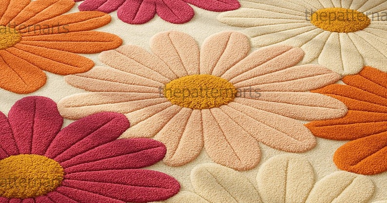 Colorful Daisy Flower 8x12 Area Rug – Hand-tufted 3D Floral Carpet ...