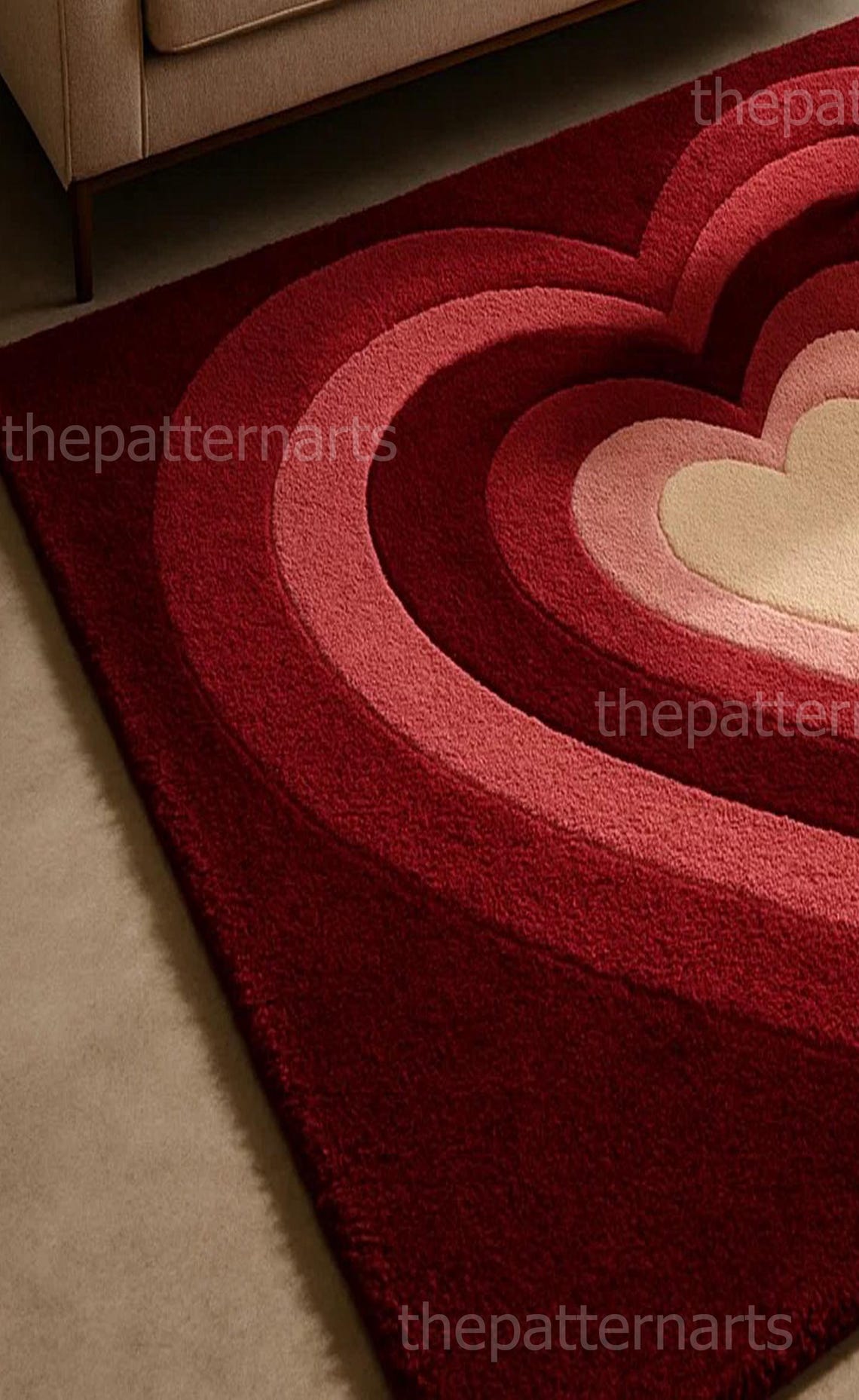 Hand-tufted Heart Rug, Modern Red Pink Accent Carpet - Etsy