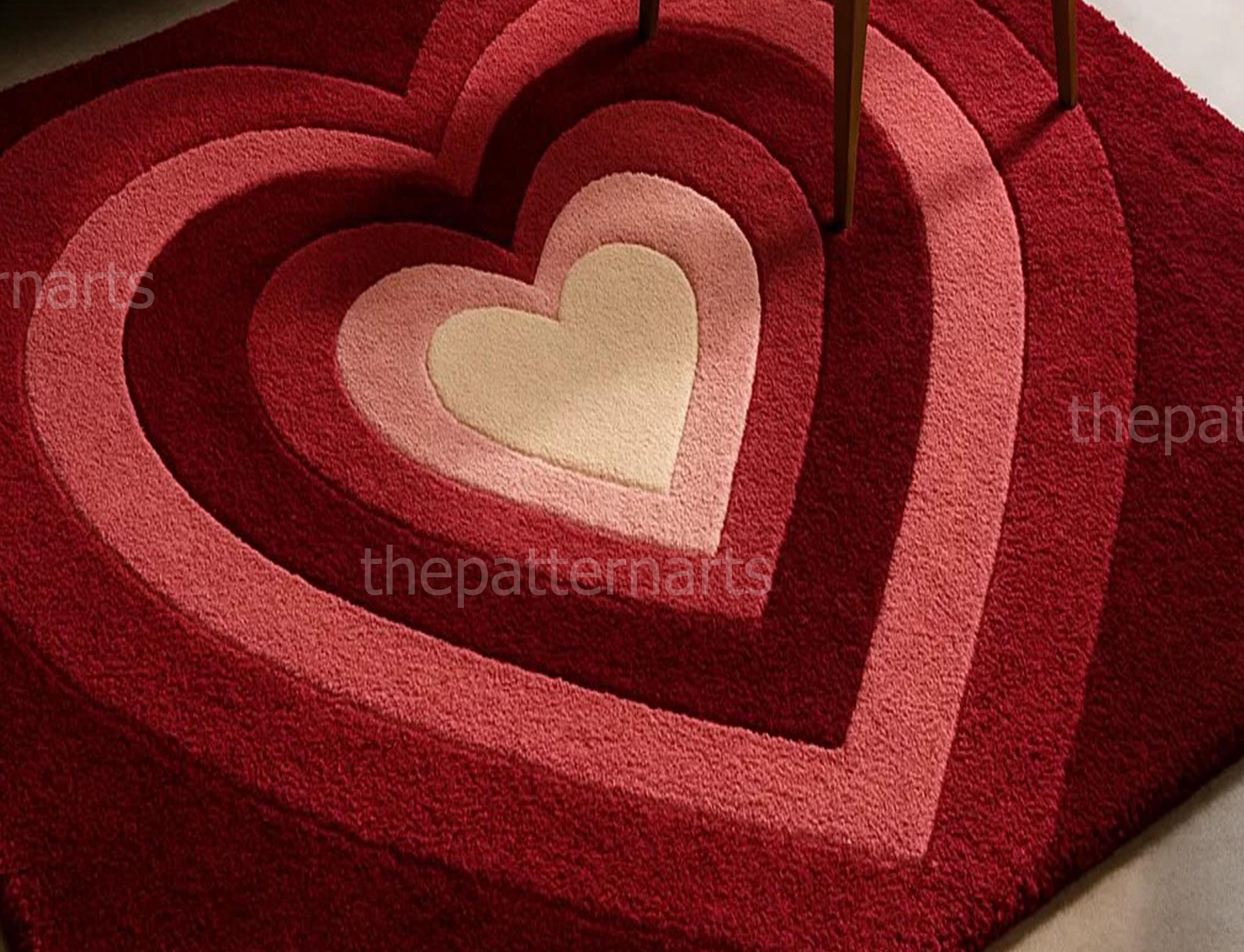 6x8, 7x7, 8x10 Ft Hand Tufted Heart Shaped Area Rug | Modern Valentine ...