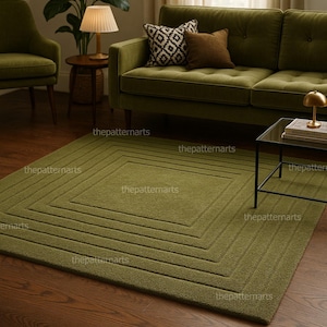 6x8 Modern Olive Green Area Rug | Hand-tufted Wool Carpet With ...