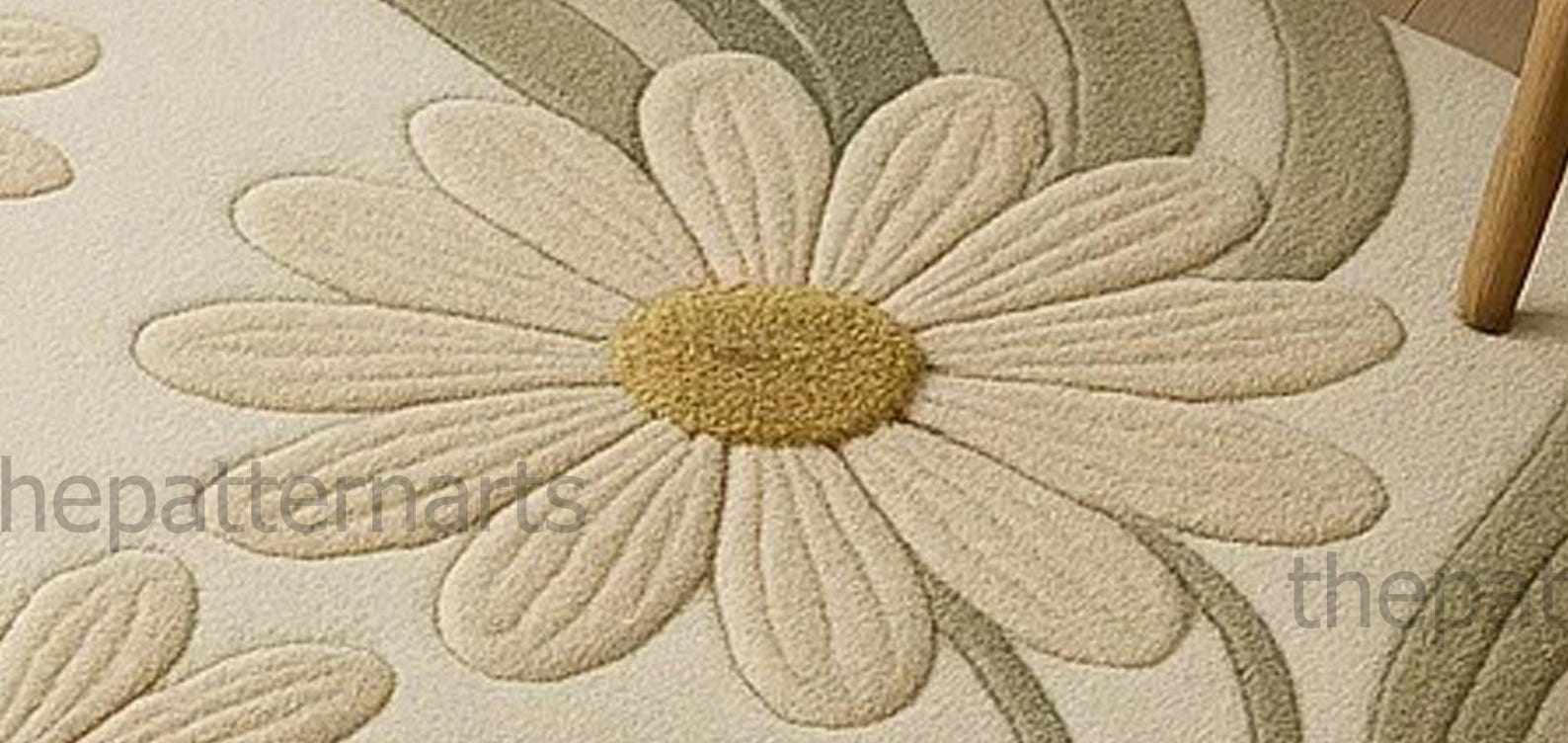 6x6 Hand Tufted Daisy Round Rug–boho Floral Area Rug | Cream & Sage ...