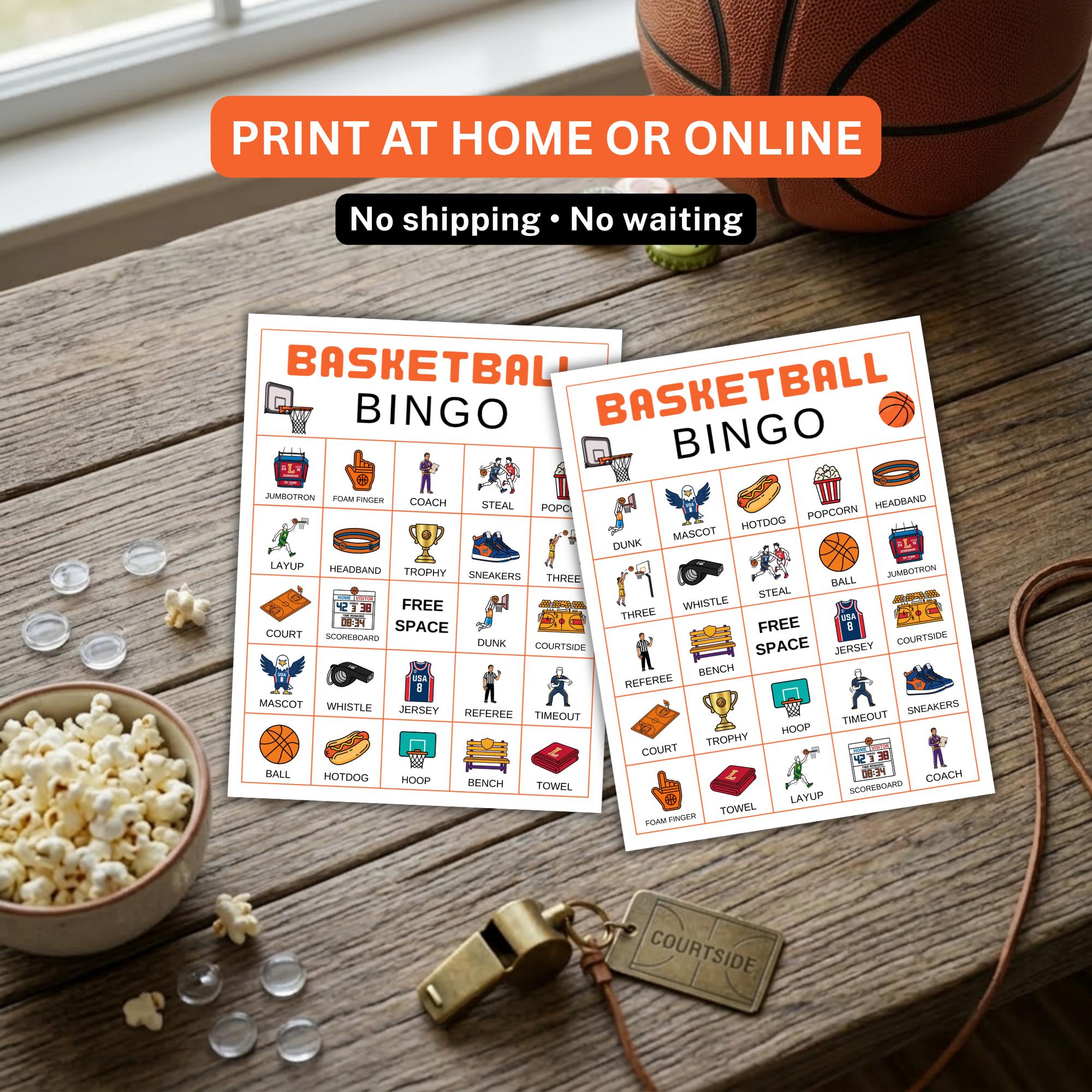Basketball Bingo Game Printable, Fun College Basketball Party Game ...