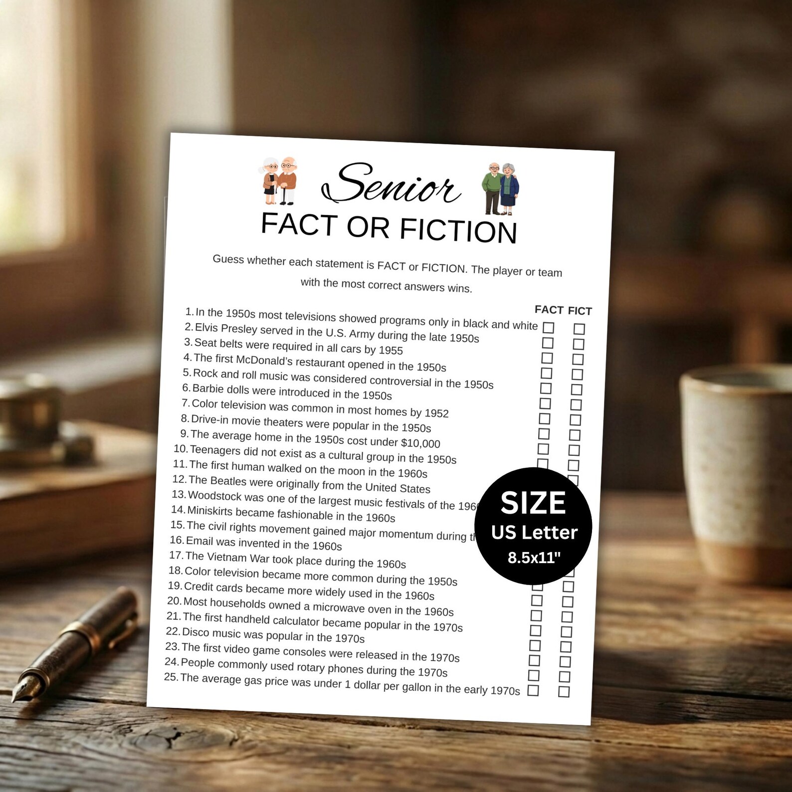 Fact or Fiction Game for Seniors | Retirement, Ice Breaker & Brain ...
