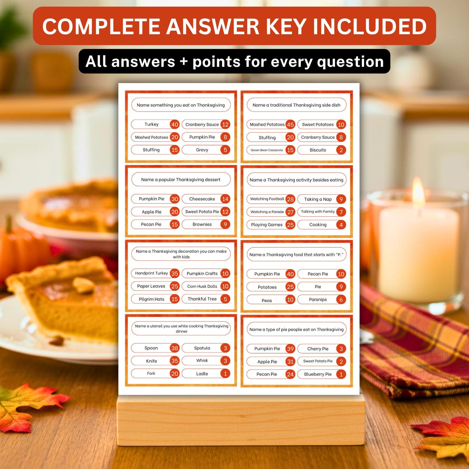 Thanksgiving Family Feud Game – Printable Thanksgiving Feud, Holiday ...