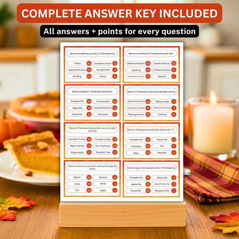 Thanksgiving Family Feud Game – Printable Thanksgiving Feud, Holiday ...