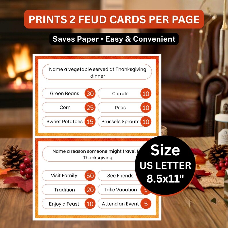 Thanksgiving Family Feud Game – Printable Thanksgiving Feud, Holiday ...