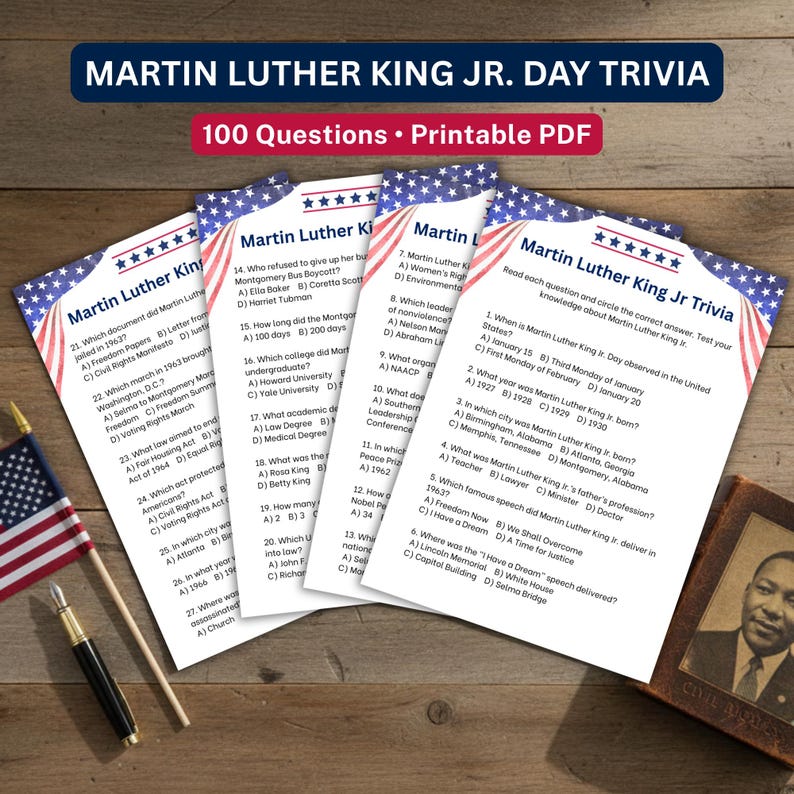 Martin Luther King Jr Trivia Game | Black History Game | Printable ...
