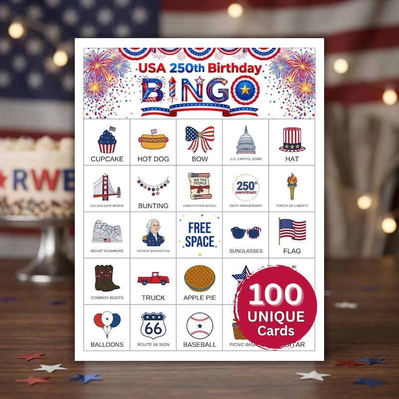 Usa 250 Birthday Bingo - Etsy