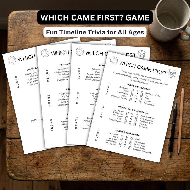 Which Came First Trivia Game Printable | Fun Senior Games | Family ...