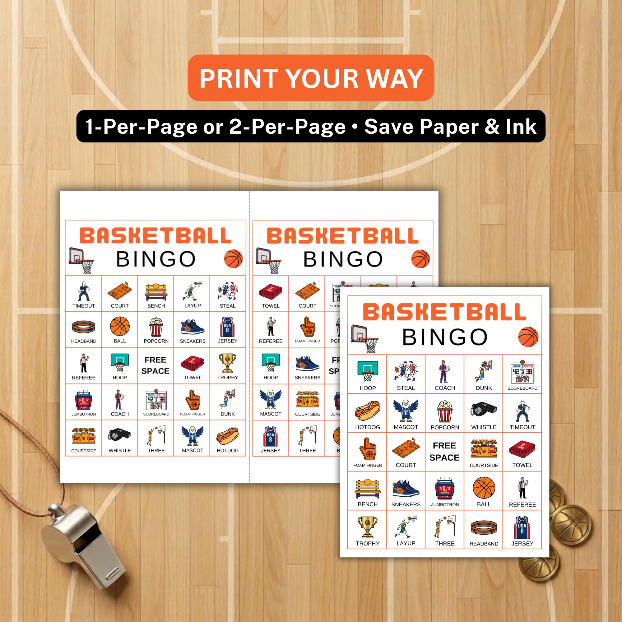 Basketball Bingo Game Printable, Fun College Basketball Party Game ...