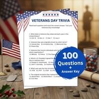 Veterans Day Trivia Game, Printable Game, Veterans Day Activity ...