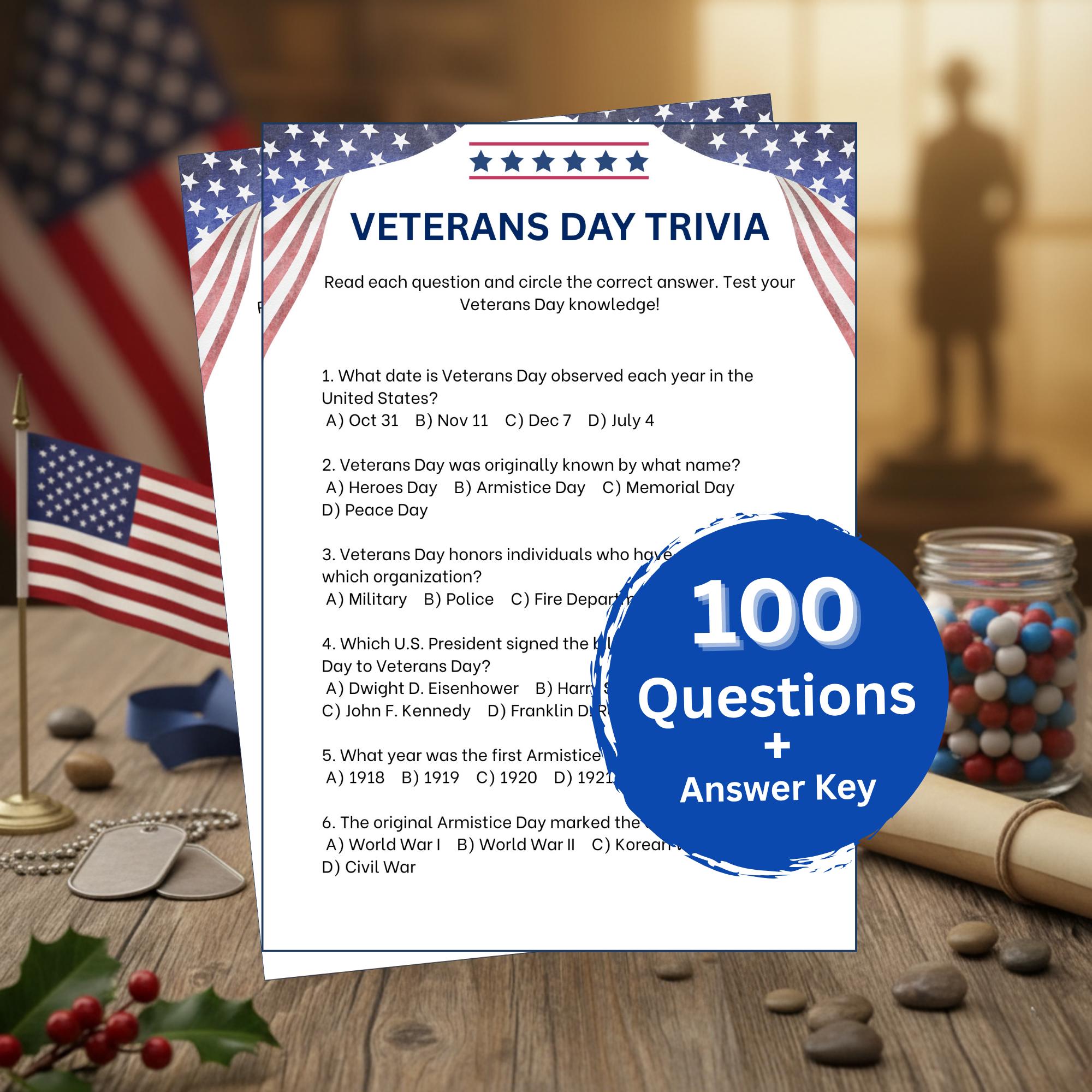 Veterans Day Trivia | Patriotic USA & Military Quiz Game | Veterans ...
