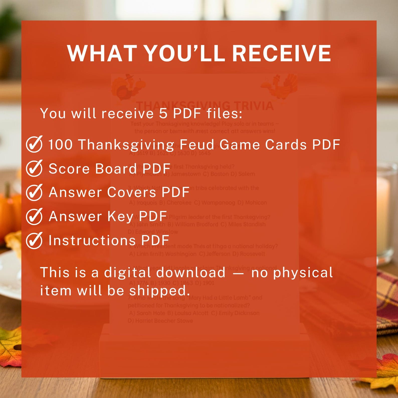 Thanksgiving Family Feud Game – Printable Thanksgiving Feud, Holiday ...