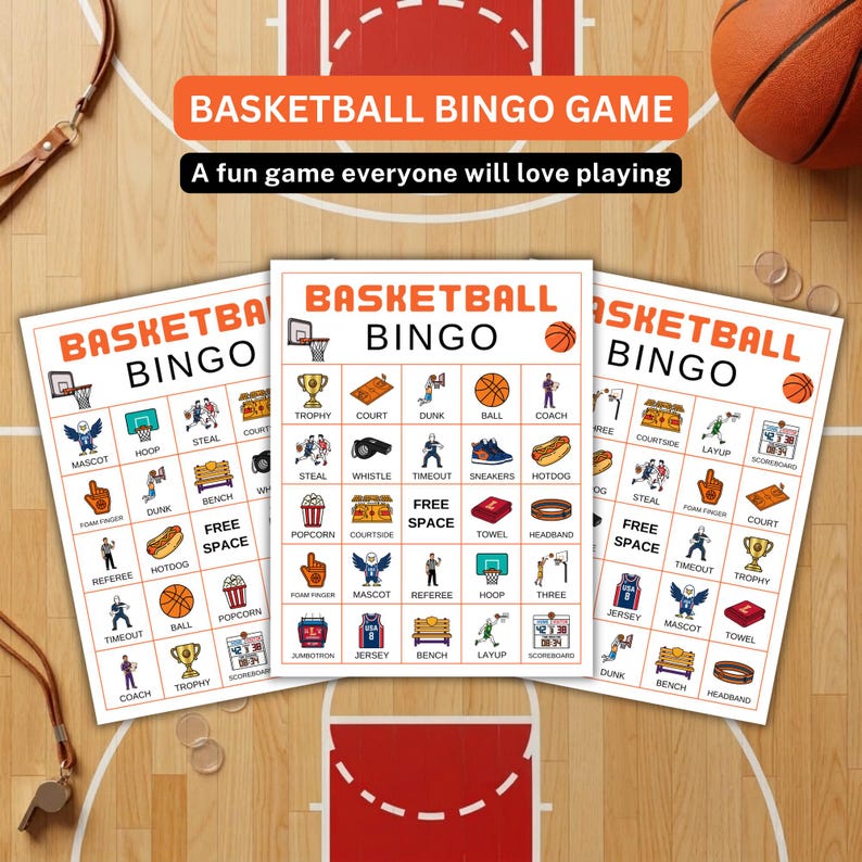 Basketball Bingo Game Printable, Fun College Basketball Party Game ...