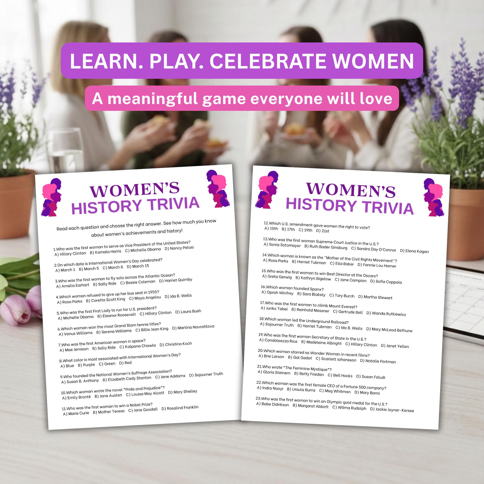 Womens History Month Trivia Game | International Women's Day Quiz ...