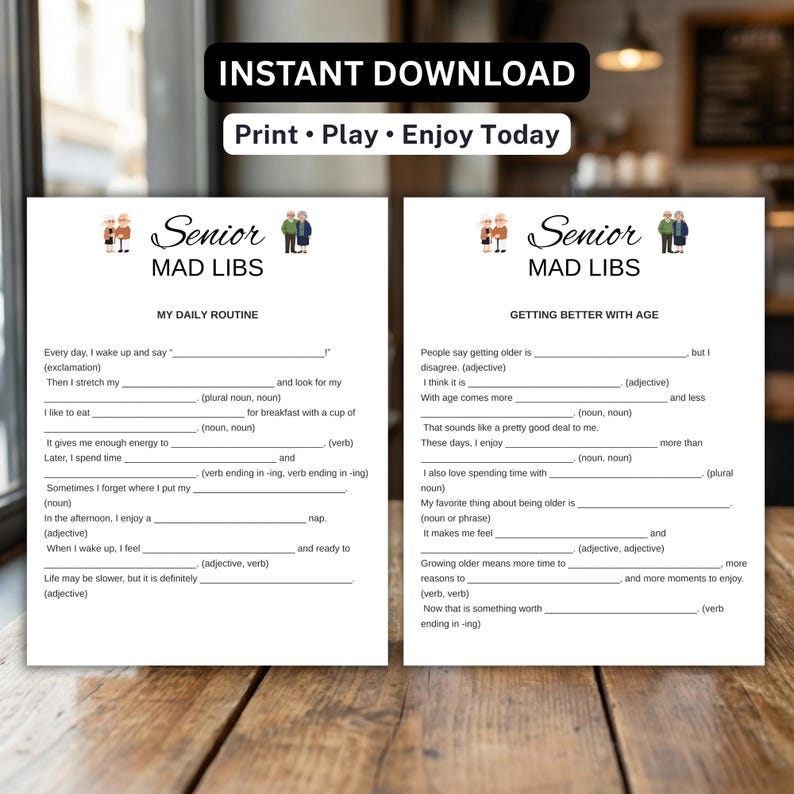 Seniors Mad Libs Game Printable, Retirement Party Activity, Senior ...