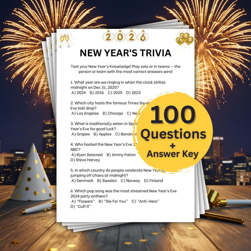 New Year Trivia 2026 - Etsy UK