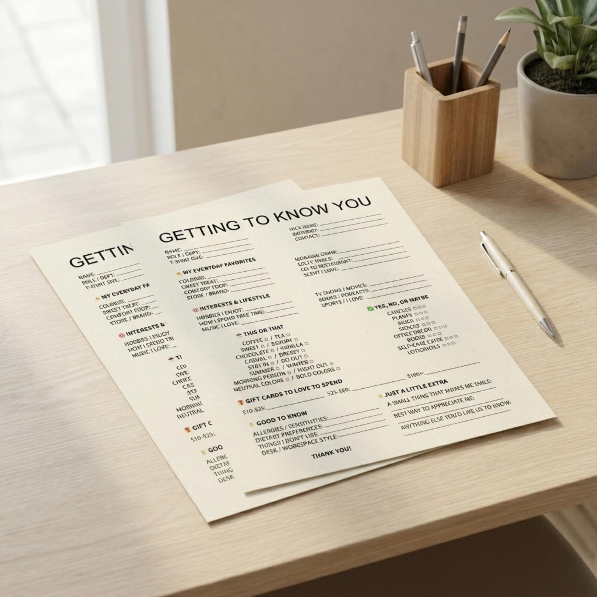 Getting to Know You Employee Forms | Employee Favorites & All About Me ...