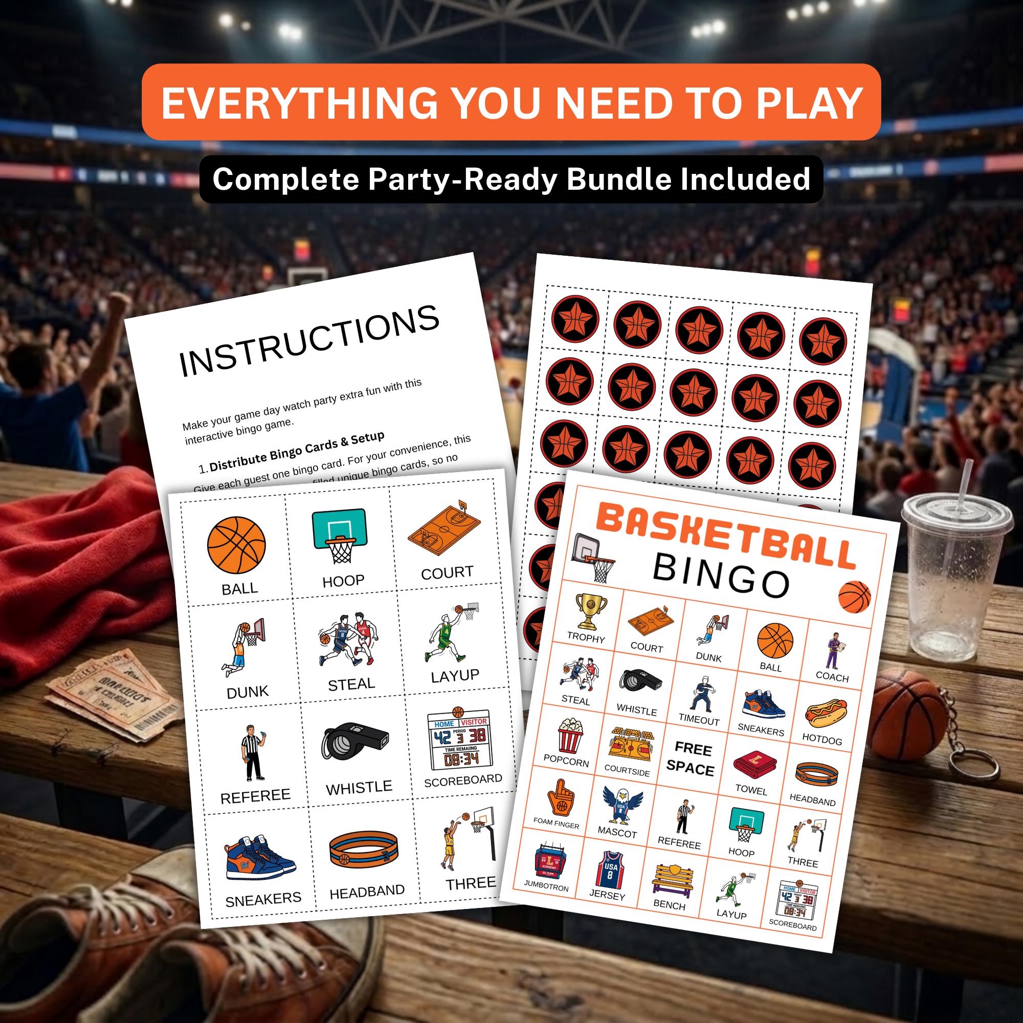 Basketball Bingo Game Printable, Fun College Basketball Party Game ...