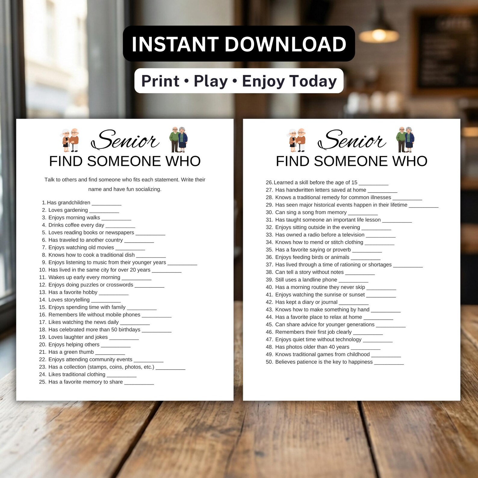 Find Someone Who Game for Seniors | Fun Ice Breaker & Retirement Game ...