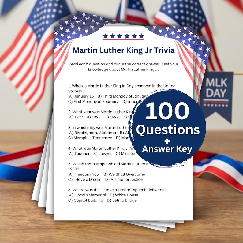 Martin Luther King Jr Trivia Game | Black History Game | Printable ...