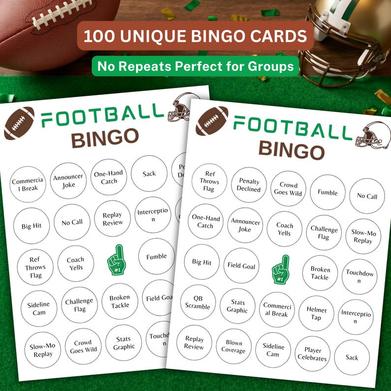 Football Bingo Game | Printable Football Bingo Cards | American ...