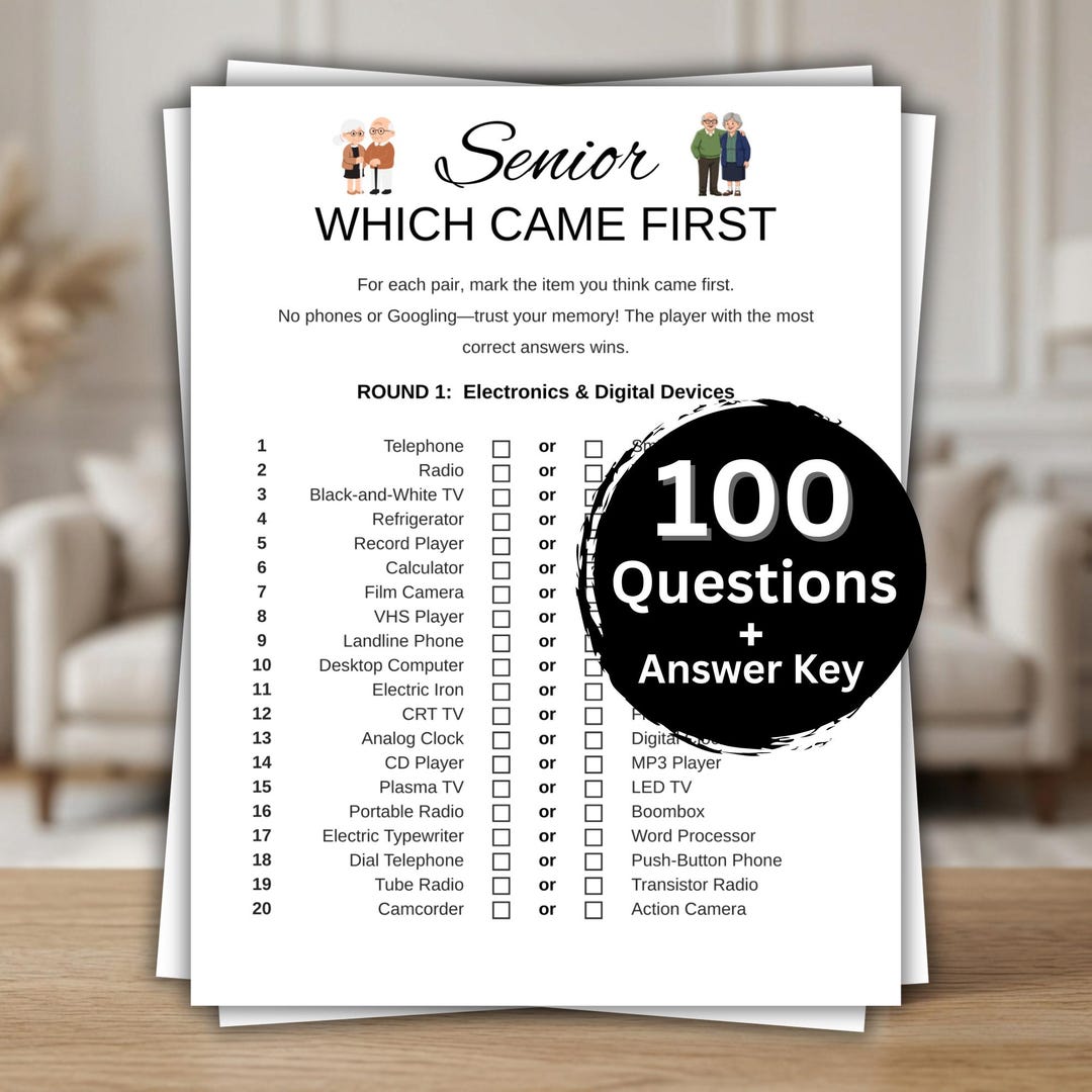 Which Came First Trivia Game – Fun Senior Games, Brain Games ...